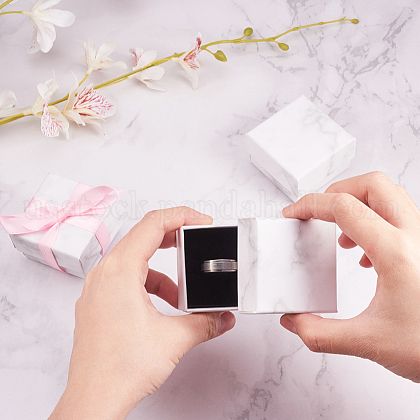 Paper Cardboard Jewelry Ring Boxes, Square, White, 5.2x5.2x3.3cm ...